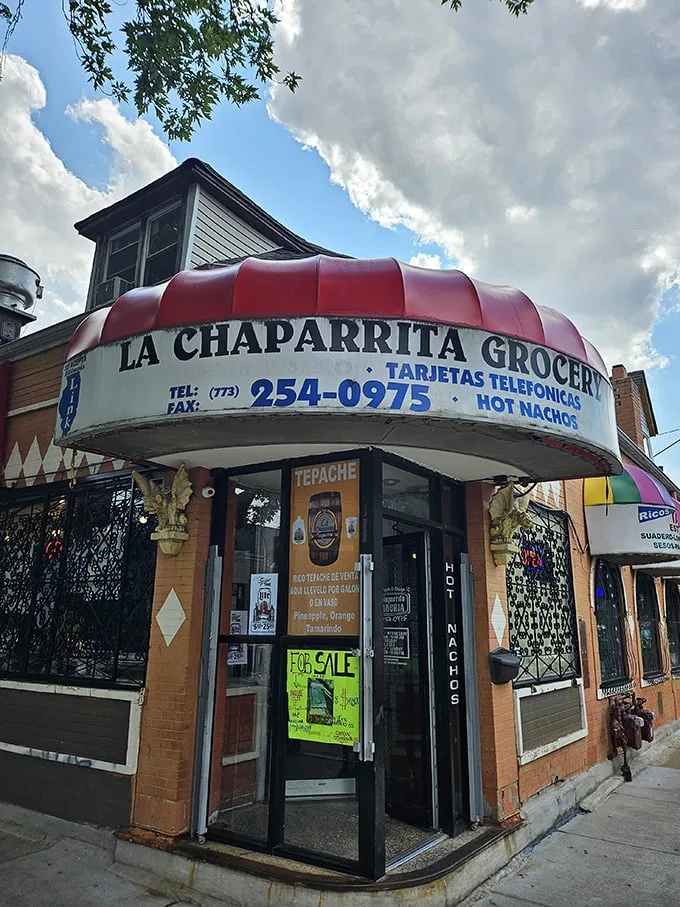 Rainy day? No problem! La Chaparrita's vibrant storefront is like a warm, spicy hug for your taste buds.