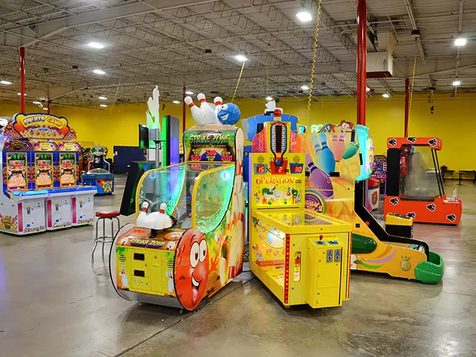 Step into a Technicolor dreamland where blinking lights and cheerful chaos reign supreme. It's like Vegas had a baby with your childhood fantasies.