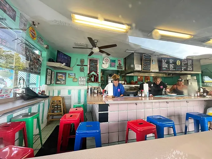 Step inside and feel the buzz! Tarks' interior is a colorful feast for the eyes, matching the vibrant flavors you're about to experience.