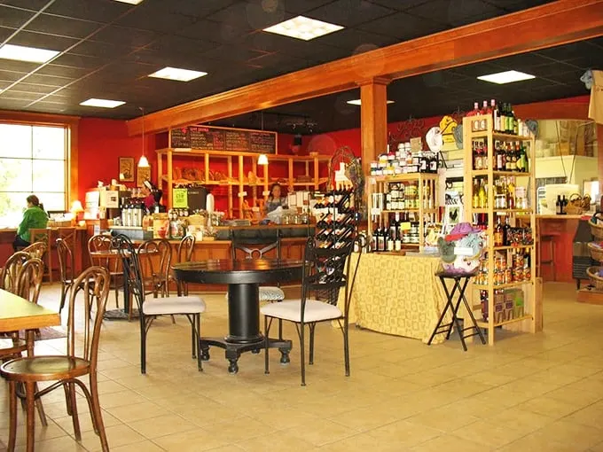 Step into bread paradise! This cozy interior is where carb dreams come true, with shelves stocked fuller than grandma's pantry on Thanksgiving eve.