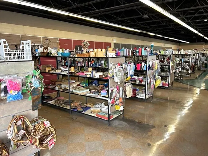 Step inside and prepare for sensory overload! Aisles upon aisles of pre-loved goodies stretch as far as the eye can see.
