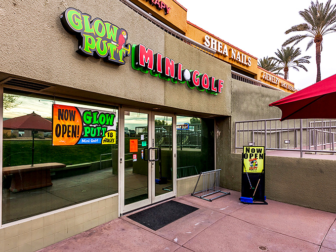 Glow Putt Mini Golf: Where day-glo meets day trip. It's like putting through a disco fever dream – sunglasses optional, fun mandatory!