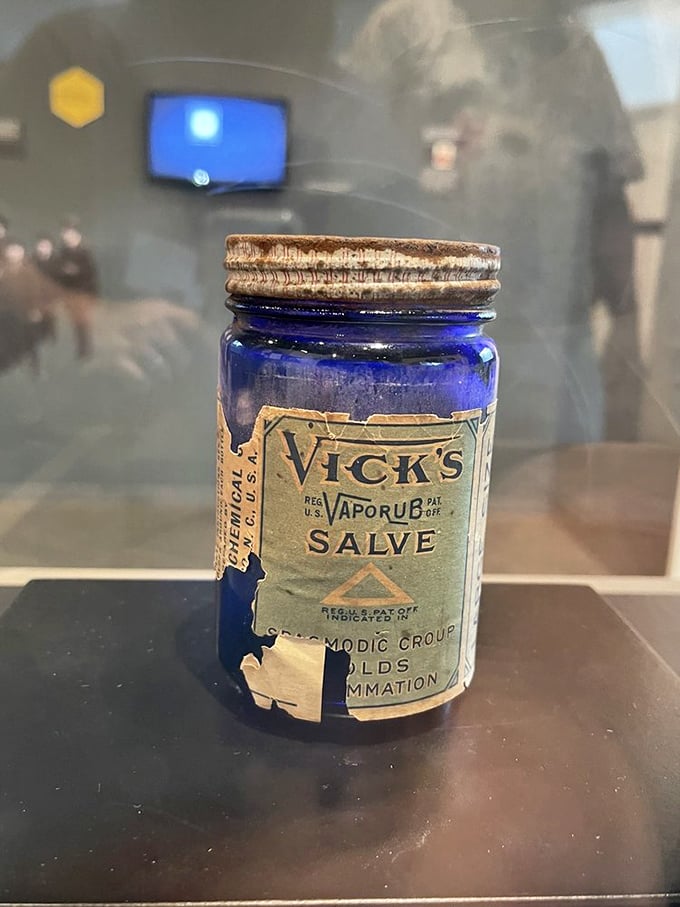 Grandma's go-to cold remedy gets its moment in the spotlight. This vintage Vick's VapoRub brings back memories of mentholated childhood comforts.