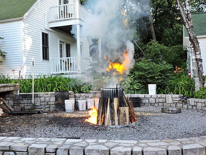 Some like it hot: The White Gull Inn's fish boil isn't just dinner—it's dinner and a show, with flames that'd make a dragon jealous.