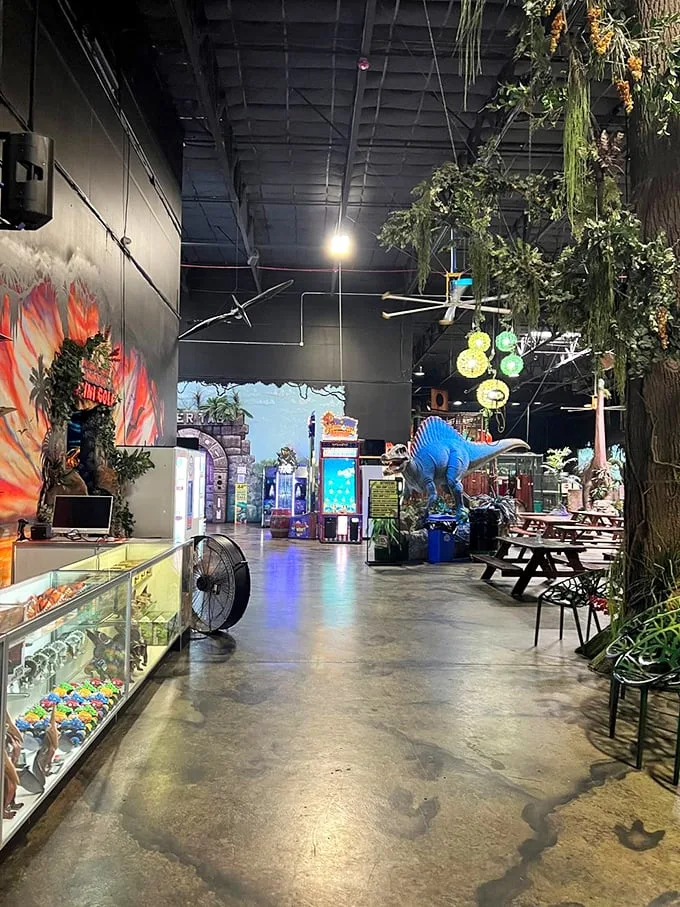 "Life, uh, finds a way"… to be awesome! This immersive space blends lush jungle vibes with high-tech fun, making you feel like a kid in a Cretaceous candy store.