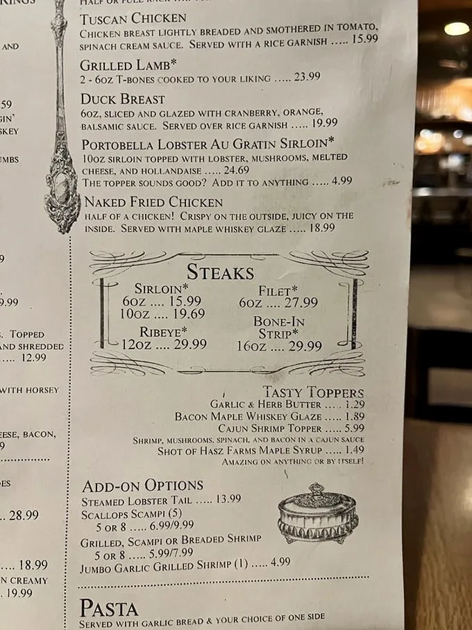 A menu that reads like a love letter to Midwest cuisine. From prime rib to Tuscan chicken, Fannies offers a culinary journey without leaving Wisconsin.