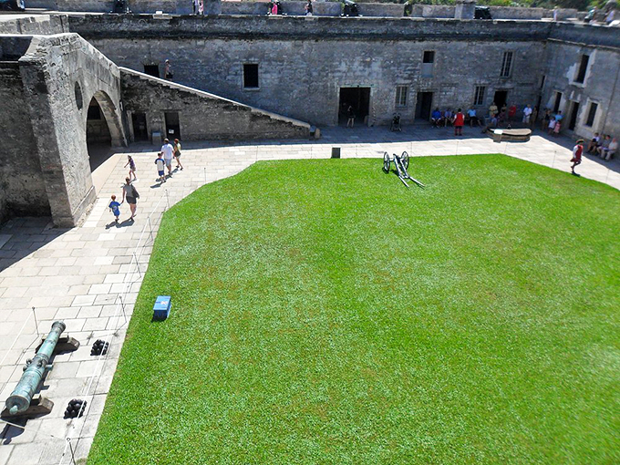 Who says you can't have a lush lawn in a fortress? This courtyard's giving "keep off the grass" a whole new meaning.