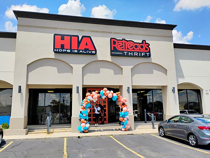 Retreads Thrift: Where hope blooms in vibrant colors. This store's as cheerful as a summer picnic in the Wichita Mountains!