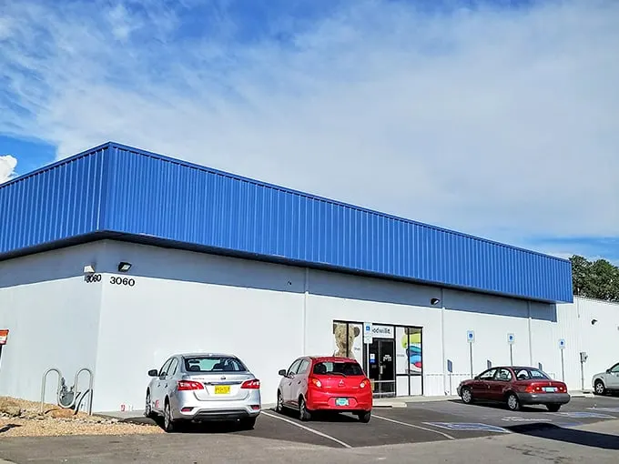Goodwill: Where retail therapy meets community spirit. This big blue box holds endless possibilities for savvy shoppers.