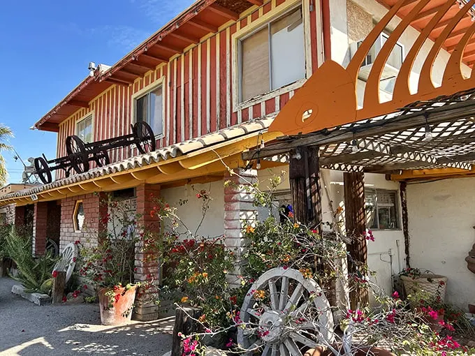 Dollar bills and desert tales: Ski Inn's walls are a patchwork of traveler's stories. Add yours to the quirky quilt!