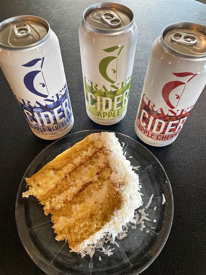 Cake and cider: A match made in Michigan heaven. This coconut confection could make even the Grinch's heart grow three sizes.