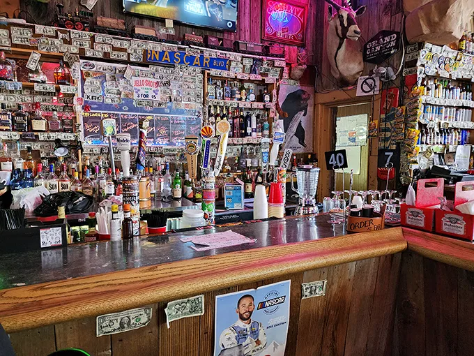 Bottoms up at the bar of bygone days! This isn't just a drink counter; it's a museum of memories and mischief.