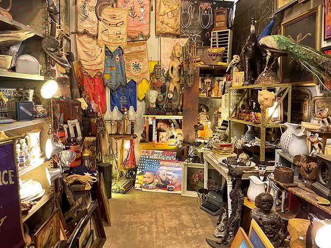 From mystical masks to peculiar paintings, this corner is where Indiana Jones meets Tim Burton's garage sale.