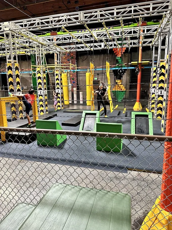 Ninja Warrior meets "The Land Before Time" in this prehistoric playground. It's where agility meets archaeology, and everyone's an action hero in training.