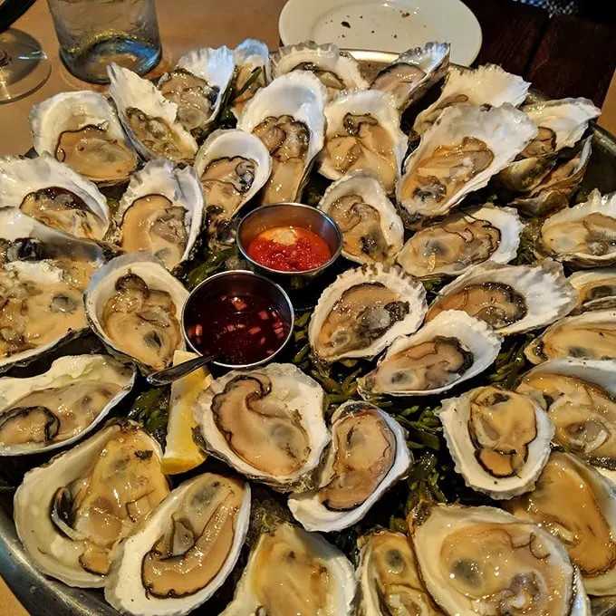 Behold the bounty of the sea! These oysters are so fresh, they might just start gossiping about the other seafood.