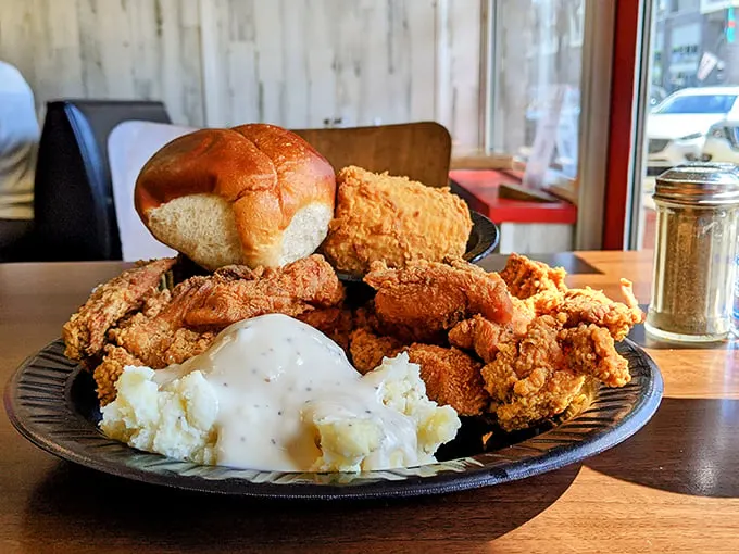 Golden-brown perfection! This fried chicken looks so good, it might just convince vegetarians to take a "cheat day."