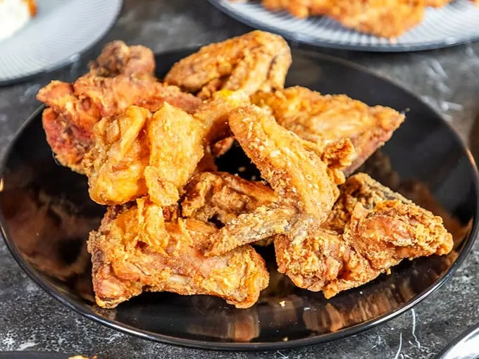 Golden-brown perfection! These wings are so crispy, they could give potato chips a run for their money.