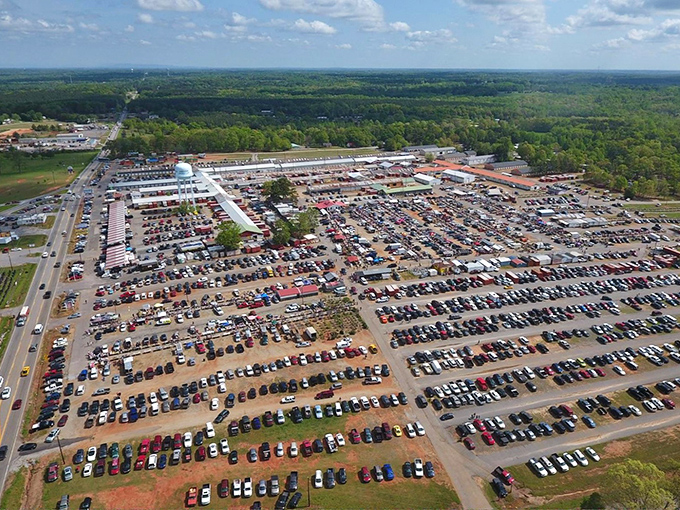 Parking lot or small city? This market's so big, you might need breadcrumbs to find your way back.