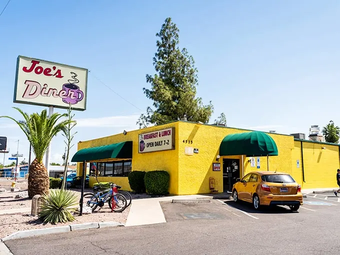 Joe's Diner: Where the yellow exterior is as sunny as the staff's disposition. Come for the food, stay for the friendly banter!
