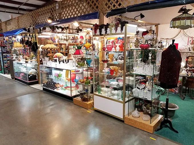 Sports memorabilia meets vintage charm in Traders World's well-lit corridors, where every aisle promises a new collection to explore.