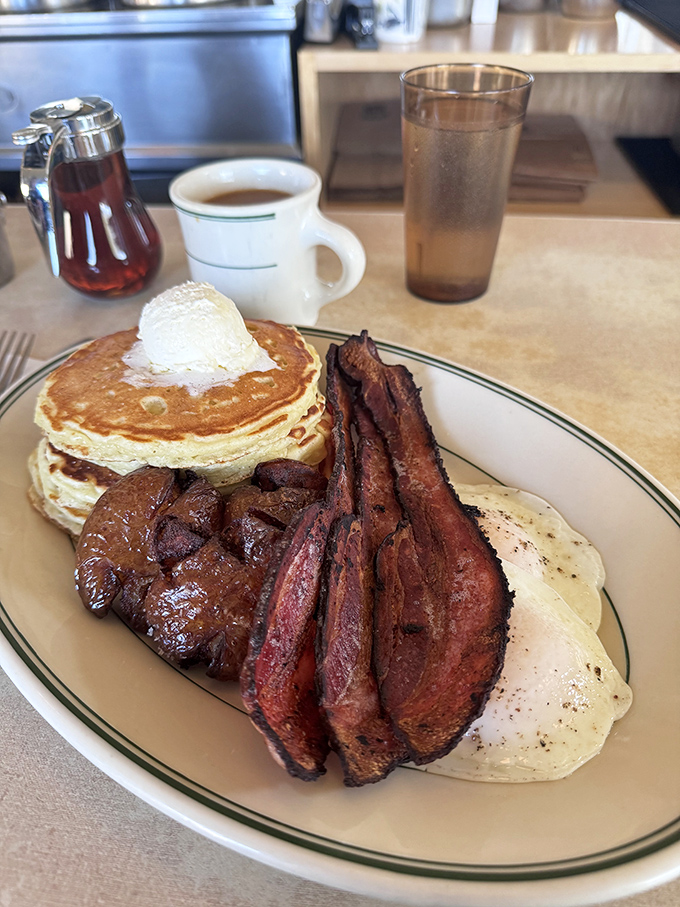 Now that's what I call a power breakfast! Enough fuel here to conquer Everest, or at least that mountain of emails waiting for you.