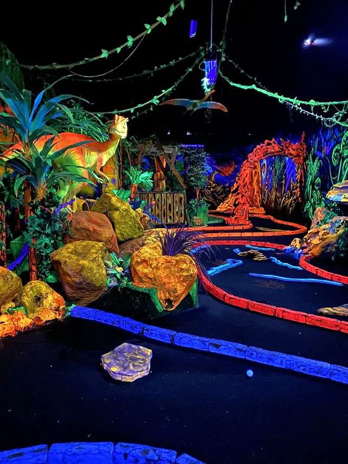 Fore! Or should I say, Roar? This technicolor mini-golf course is what happens when putt-putt goes Jurassic. Talk about a hole-in-one experience!