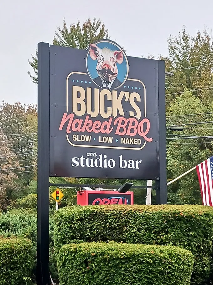That cheeky pig mascot knows what's up. It's saying, "Come on in, the sauce is fine!"
