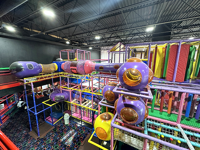 Imagine if M.C. Escher designed playground equipment. This colorful labyrinth of tubes and slides is a child's dream come true.