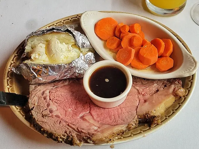 Prime rib so tender, you could cut it with a spoon. But they give you a knife anyway, because they're thoughtful like that.