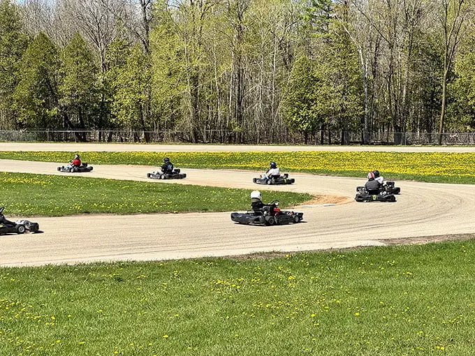 Helmet hair don't care! These speed demons are carving up the track like it's Thanksgiving turkey.