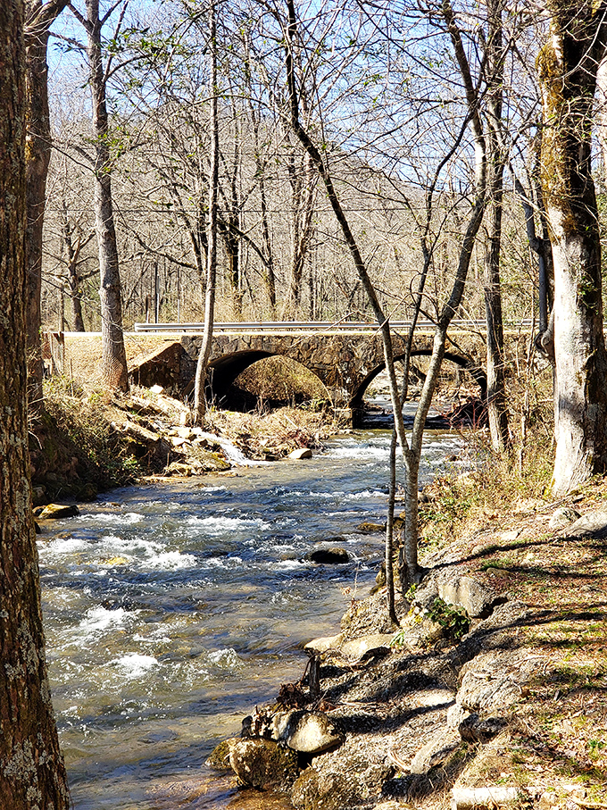 This bridge isn't just crossing a creek; it's bridging the gap between you and your inner peace. Zen master certification sold separately.