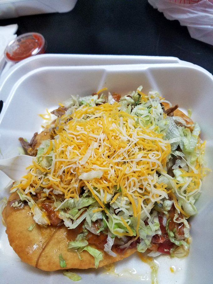 Machaca magic! This fry bread topped with shredded beef is a flavor fiesta that'll have you saying "olé" with every bite.