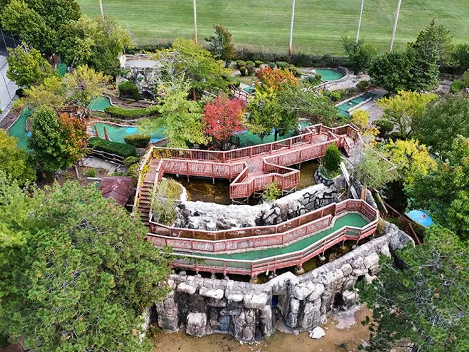 Mini-golf gone wild! This course looks like Mother Nature and a mad architect had a brainstorming session over cocktails.
