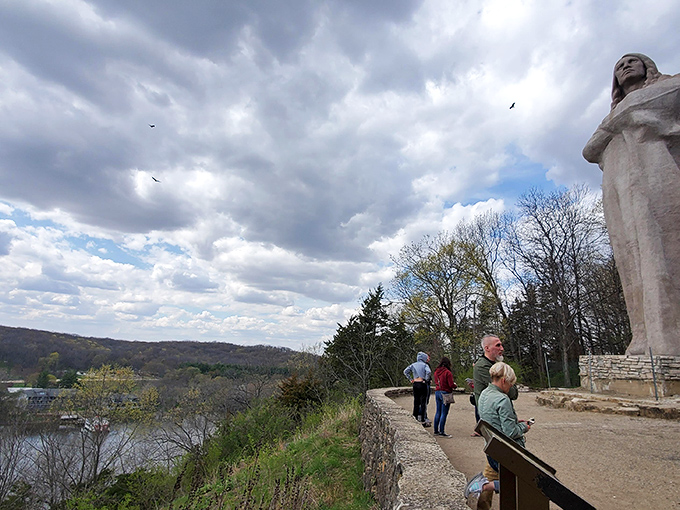 Sightseers or time travelers? These folks are drinking in views that haven't changed much since Lincoln's day.