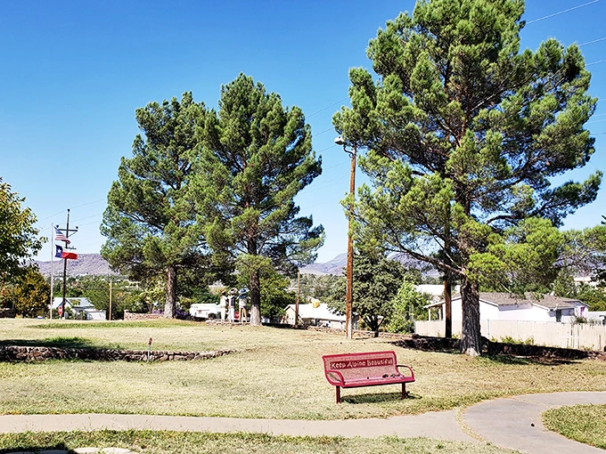 Alpine's parks: Where the grass is always greener, and the benches are always ready for a good sit-down. It's nature's living room, complete with a Texas-sized sky for a ceiling.