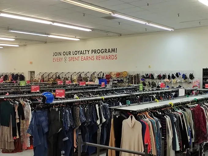 Rack 'em up! This clothing cornucopia is where fashion goes for its second act. Time to play dress-up, grown-up style!