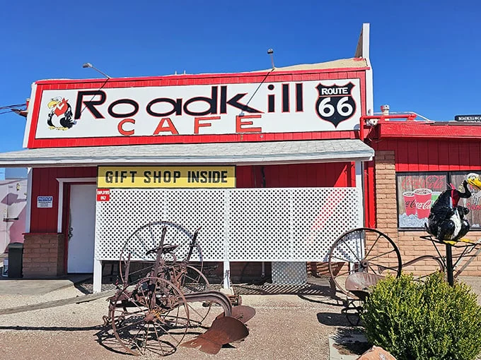 At Roadkill Cafe, the humor's as wild as the West. Come for the laughs, stay for the surprisingly delicious grub!