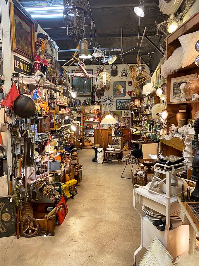 It's like a game of I Spy gone wild. Can you spot the vintage typewriter, the retro globe, and the... is that a stuffed owl?