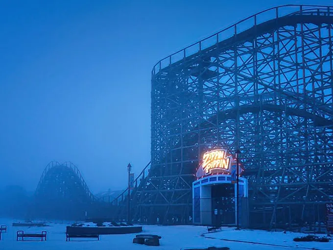 Even Jack Frost can't resist the Zippin Pippin's charm. This winter wonderland scene proves thrills know no season in Green Bay.
