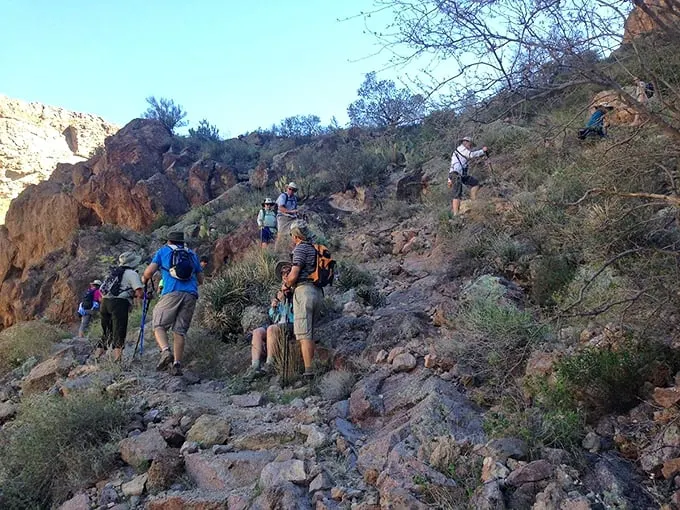 "The original StairMaster." Hikers tackle a rocky trail, proving that nature's gym membership comes with the best views. Who needs a treadmill when you've got this?