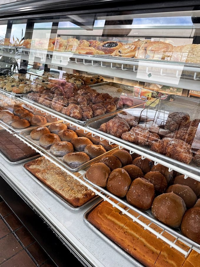 Feast your eyes on this pastry panorama! It's like a edible art gallery where you're encouraged to touch – and taste – the exhibits.