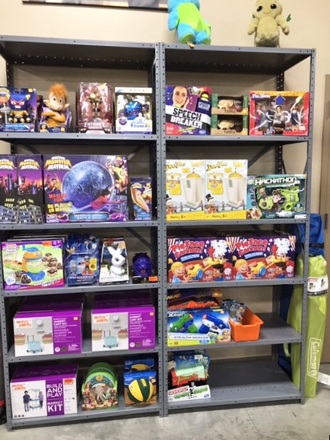 Toys that tell tales of childhoods past! From board games to action figures, these shelves are a nostalgic playground for kids of all ages.