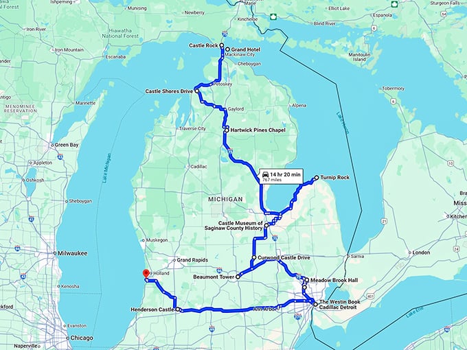 michigan-spots-magical-trip map