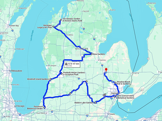 whimsical-michigan-road-trip map