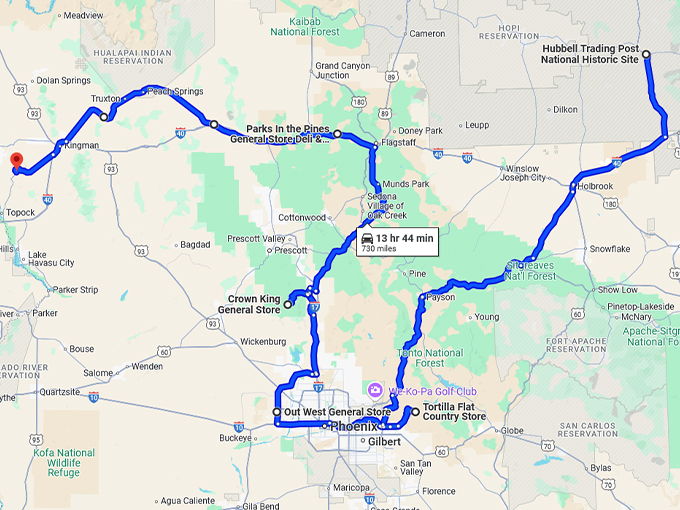 arizona historic general stores map