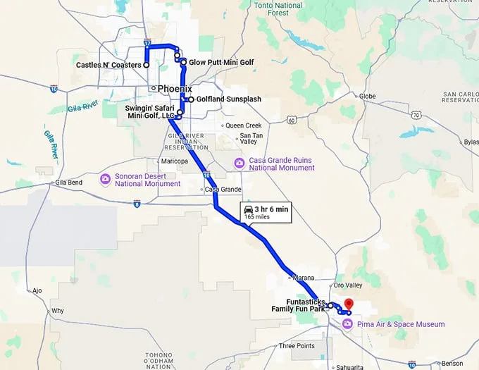arizona quirky mini golf map