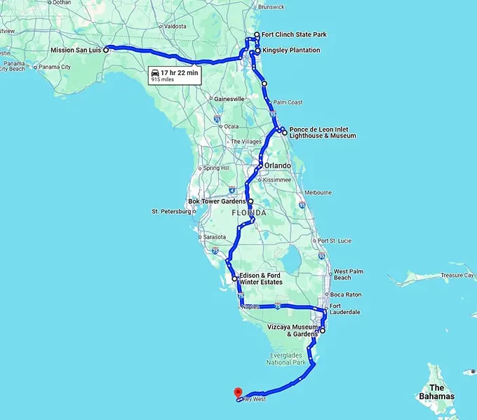 breathtaking florida historical sites map