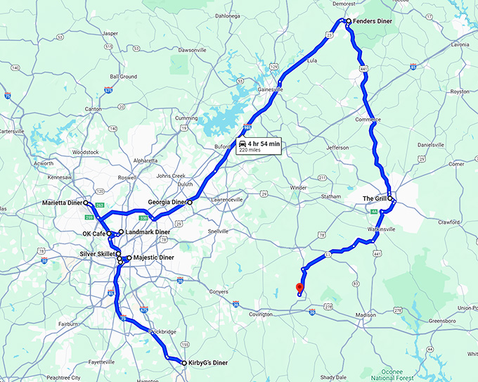 classic road trip georgia map