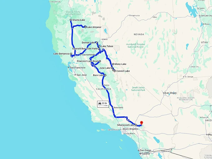 crystal clear california lakes map