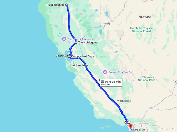 delicious road trip california map